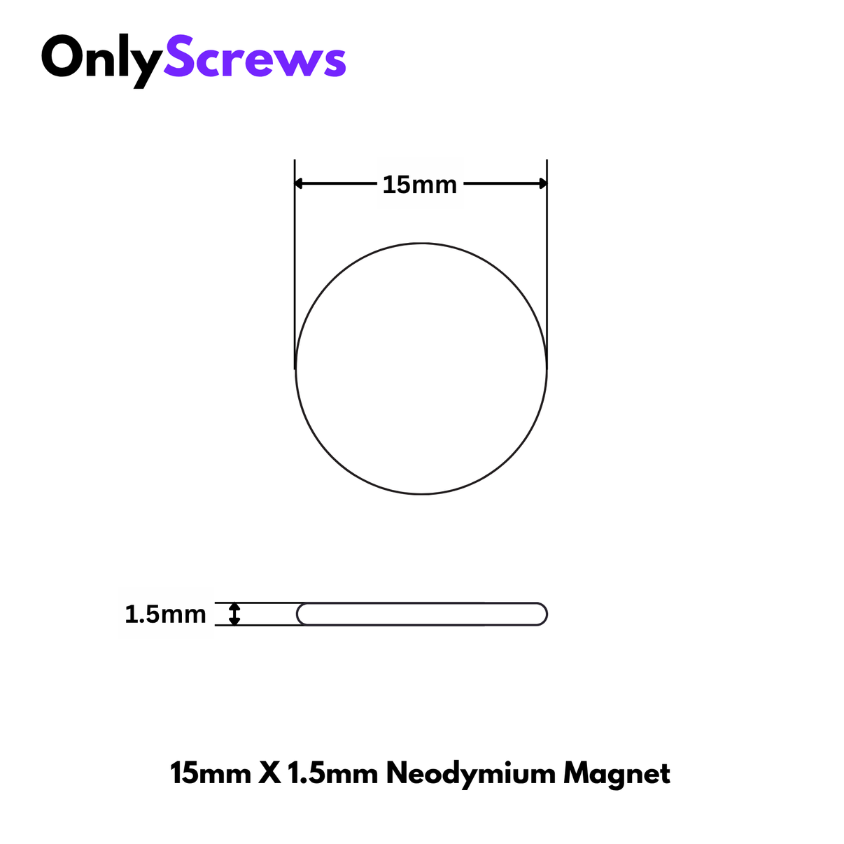 15mm X 1.5mm Neodymium Disc Magnets N35 (Dia: 15mm, Thickness: 1.5mm ...