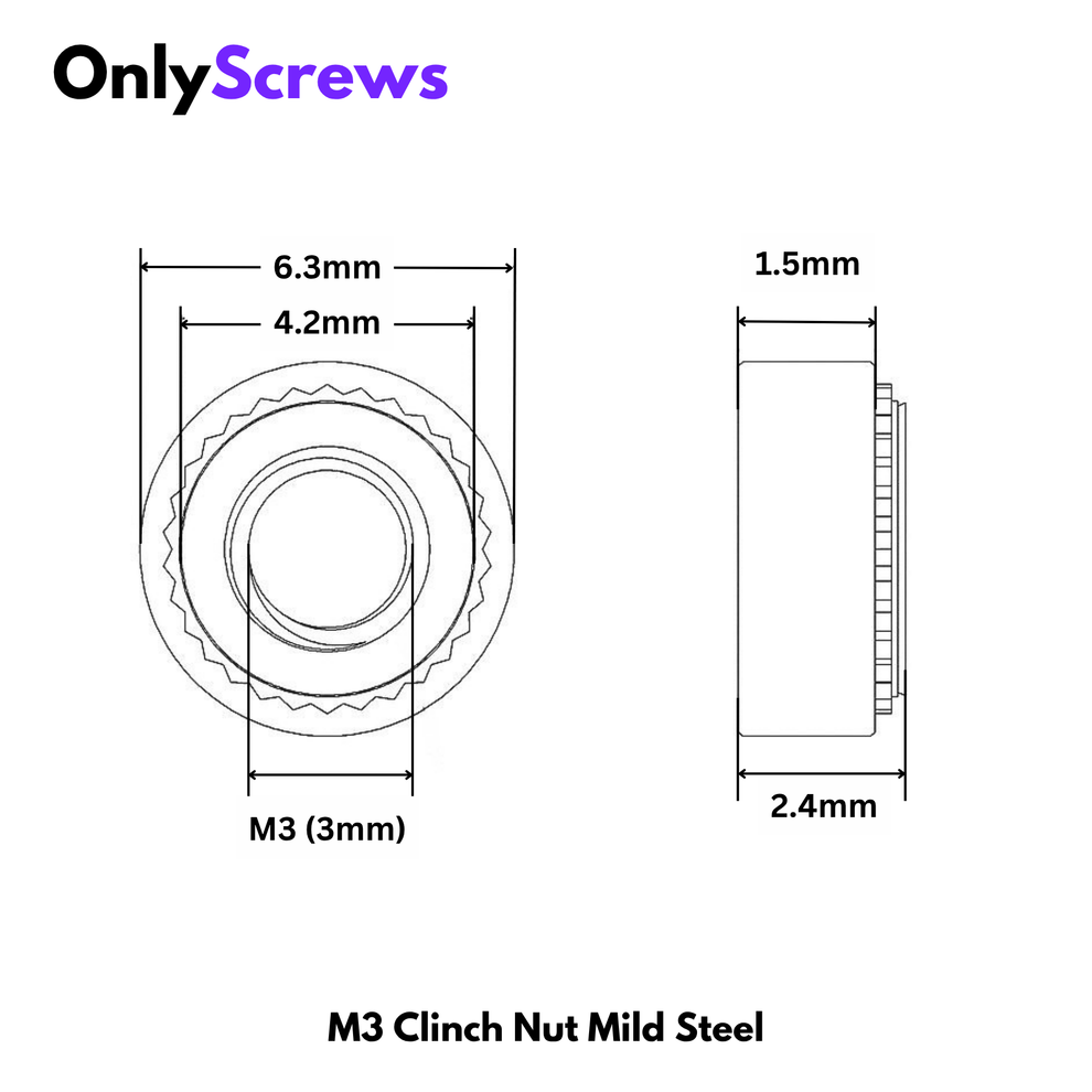 M3 Self Clinch Nut (Dia. 3 mm) – OnlyScrews
