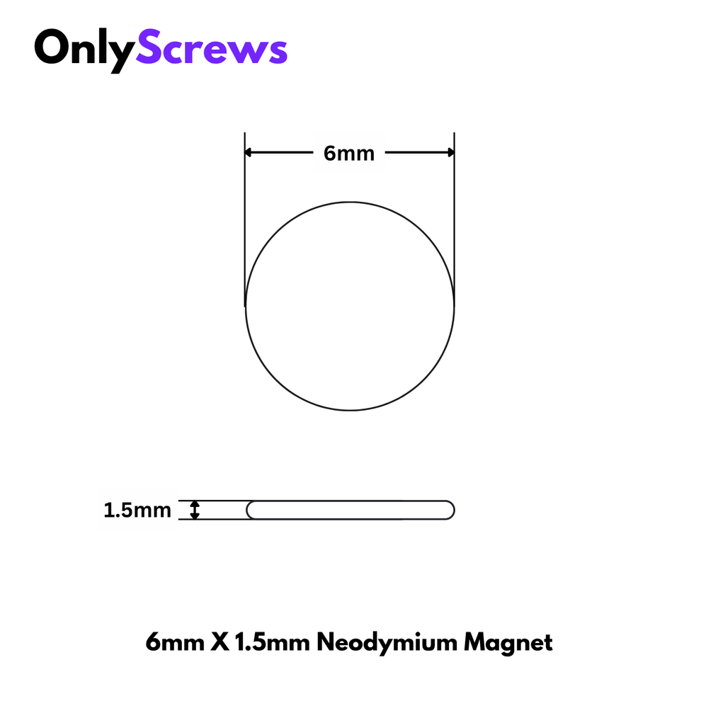 6mm Diameter Neodymium Disc Magnets N35 – OnlyScrews