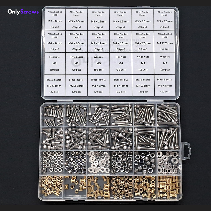 M3 & M4 3D Printing assorted screw pack (Allen socket heads, Hex nuts ...