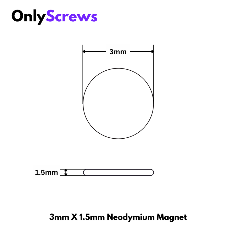 3mm Diameter Neodymium Disc Magnets N35 – OnlyScrews