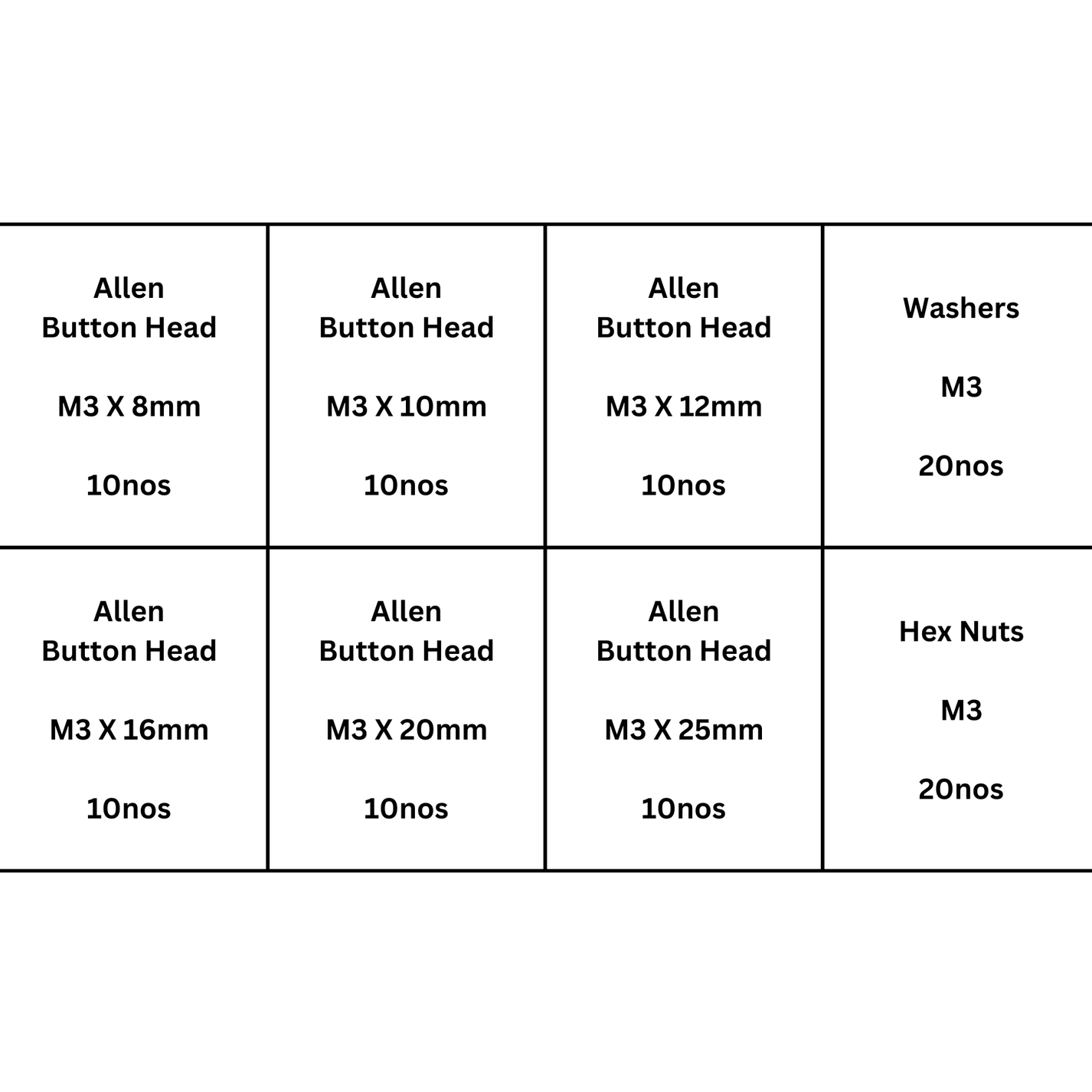 M3 Allen Button head SS304 assorted box – OnlyScrews