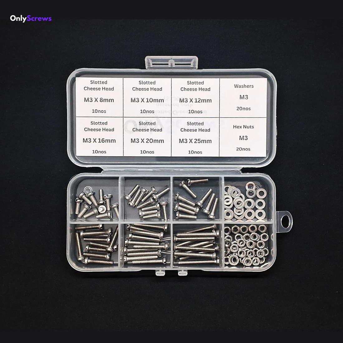 M3 Slotted Cheese Head SS304 assorted box – OnlyScrews