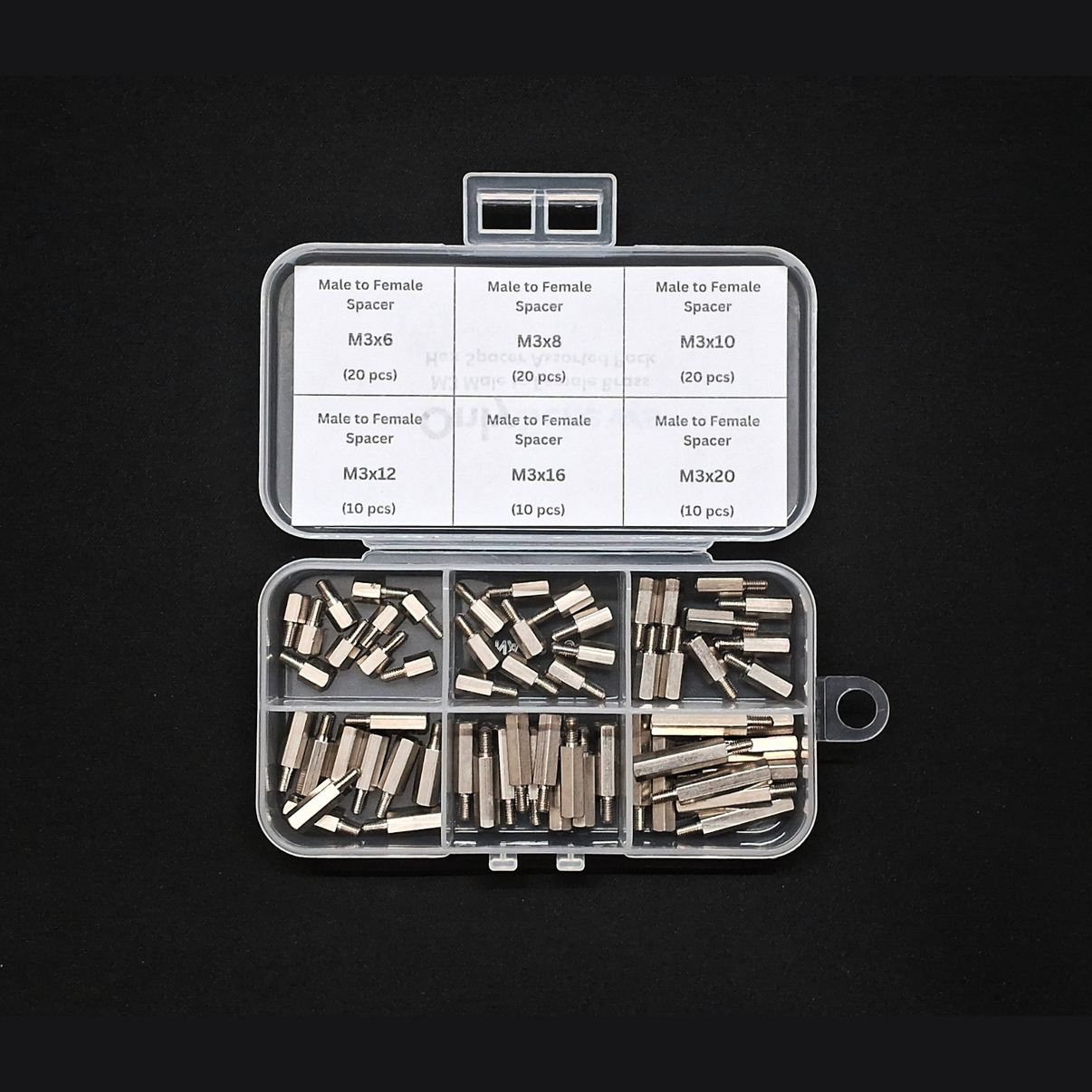 M3 Male to Female hex spacer standoff assorted pack, Brass with Nickel – OnlyScrews