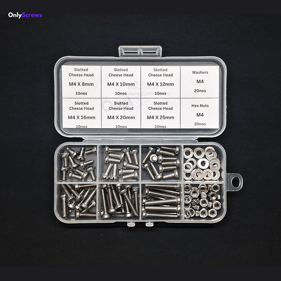 M4 Slotted Cheese Head SS304 assorted box – OnlyScrews