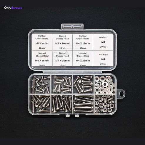M4 Slotted Cheese Head SS304 assorted box – OnlyScrews