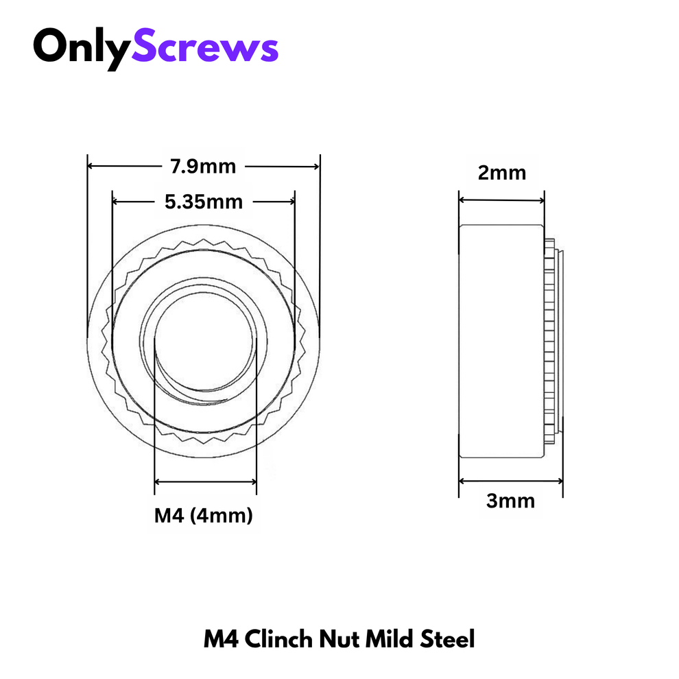 M4 Self Clinch Nut (Dia. 4mm) – OnlyScrews