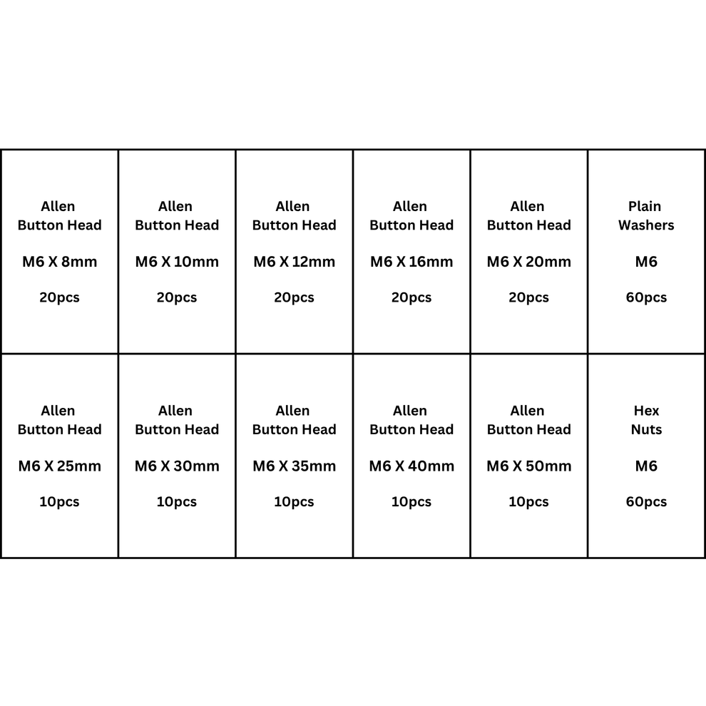 M6 Allen Button Head SS304 Assorted Box – OnlyScrews