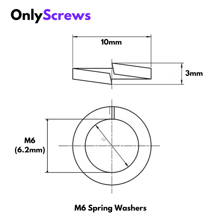 M6 Spring Washer SS304 (Dia. 6mm) – OnlyScrews