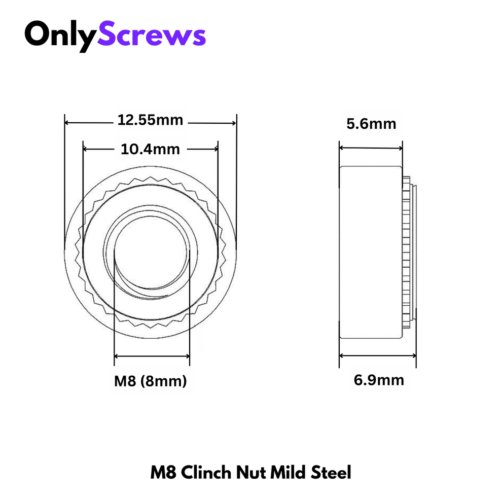 M8 Self Clinch Nut (Dia. 8mm) – OnlyScrews
