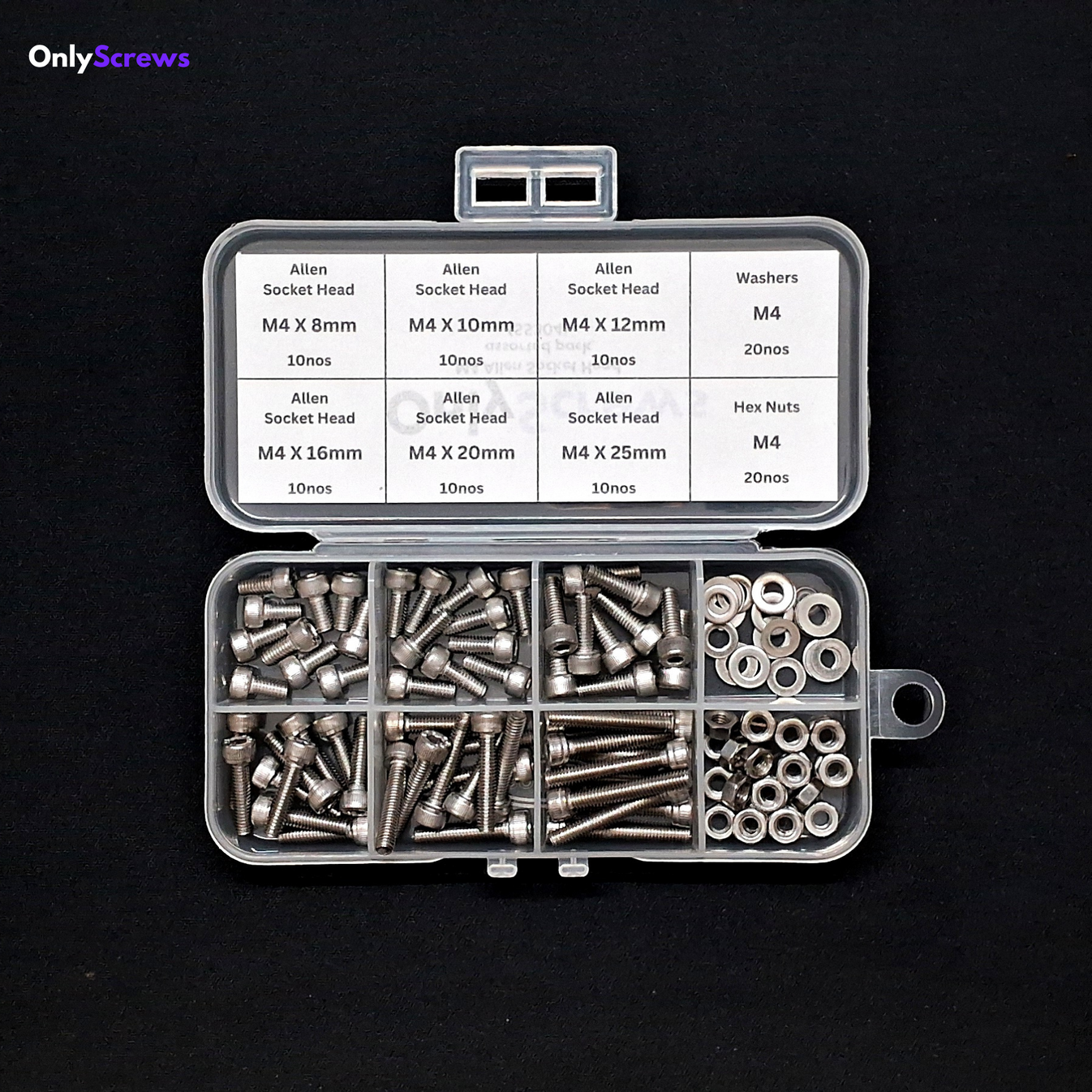 M4 Allen Socket head SS304 assorted box – OnlyScrews