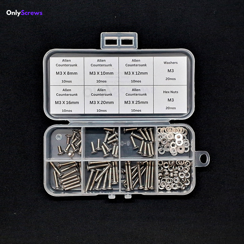 M3 Allen Countersunk SS304 assorted box – OnlyScrews