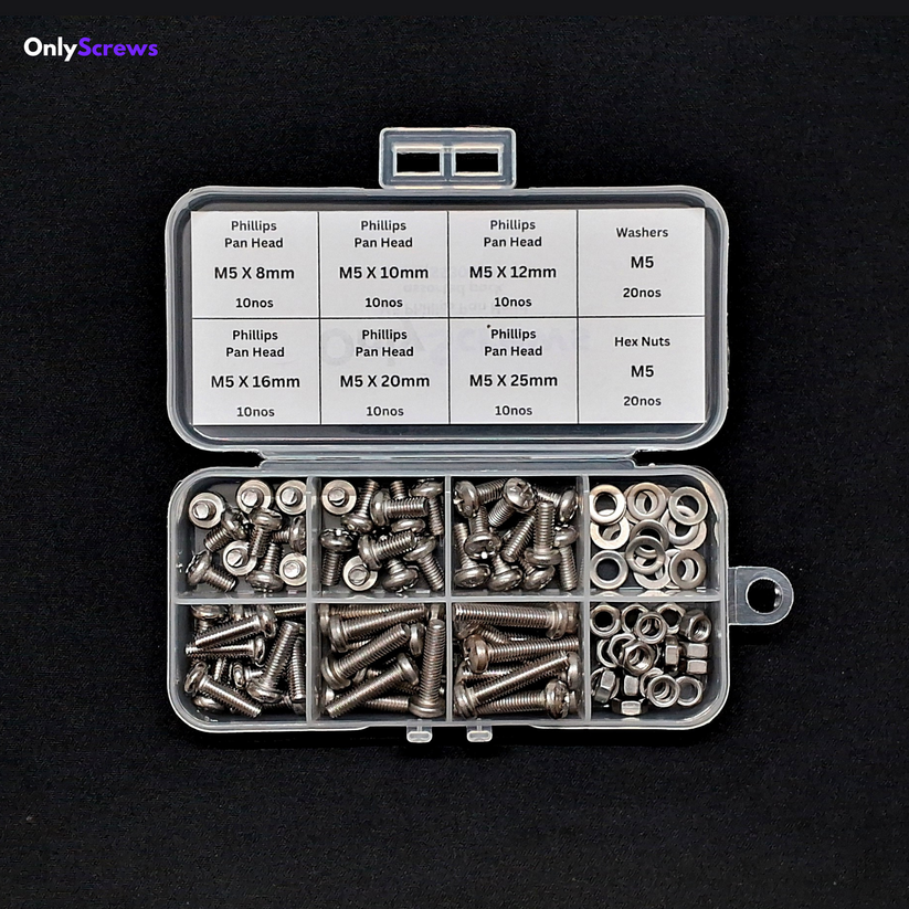 M5 Phillips Pan Head SS304 assorted box – OnlyScrews