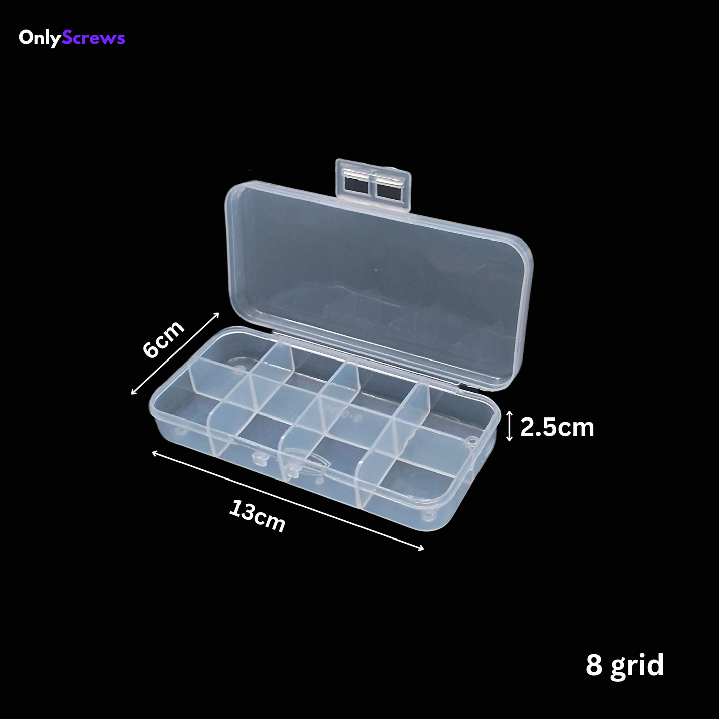8 Grid Plastic Screw Storage Box – OnlyScrews