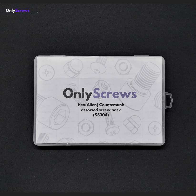 Hex(Allen) Countersunk(CSK) Assorted Screw Pack M3, M4 & M5 (SS304 ...